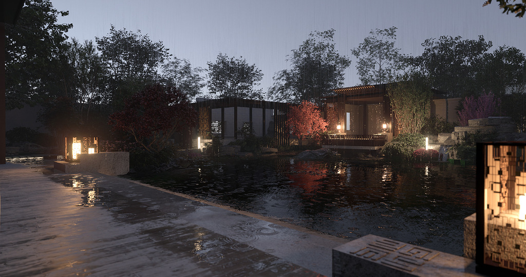 [Scene Express Vol.140] Free D5 Render Scene of Rainy Courtyard - Scene ...