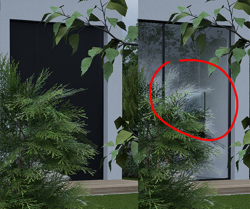 Opacity mask - glowing when transparent material visible in the ...