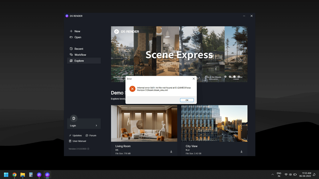 Showing Error 0x01 and d5 doesn't start - Get Help - D5 RENDER FORUM