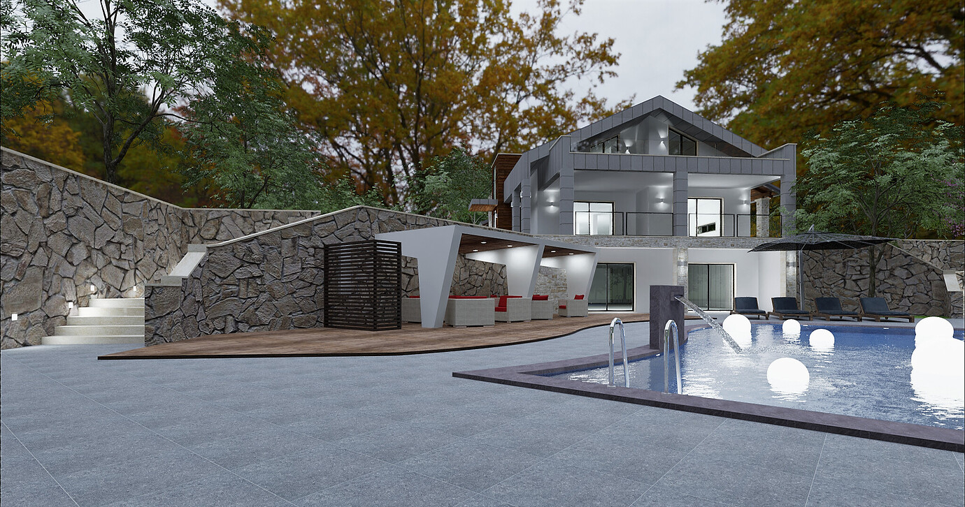 Villa with pool in hdri with lights off and on - Gallery - D5 RENDER FORUM
