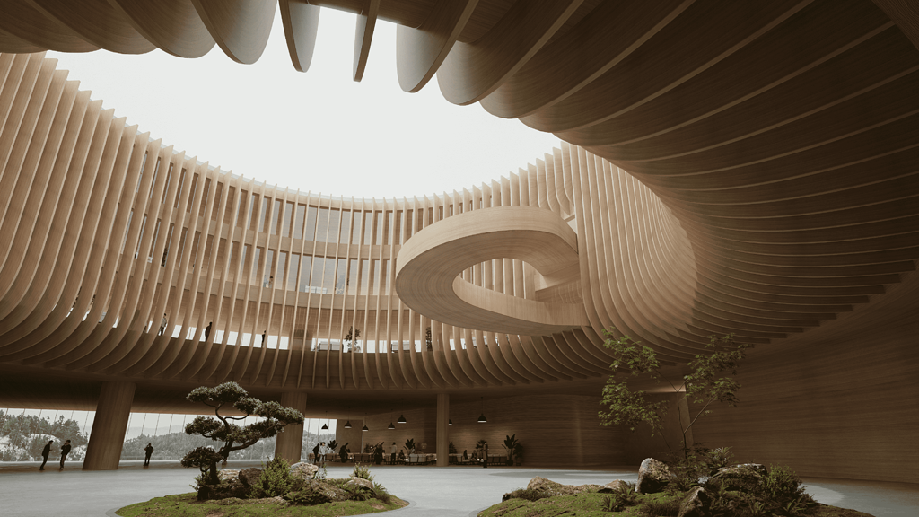 [Scene Express Vol.223] Free D5 Render Scene | Wooden Atrium Space - Scene Express - D5 RENDER FORUM