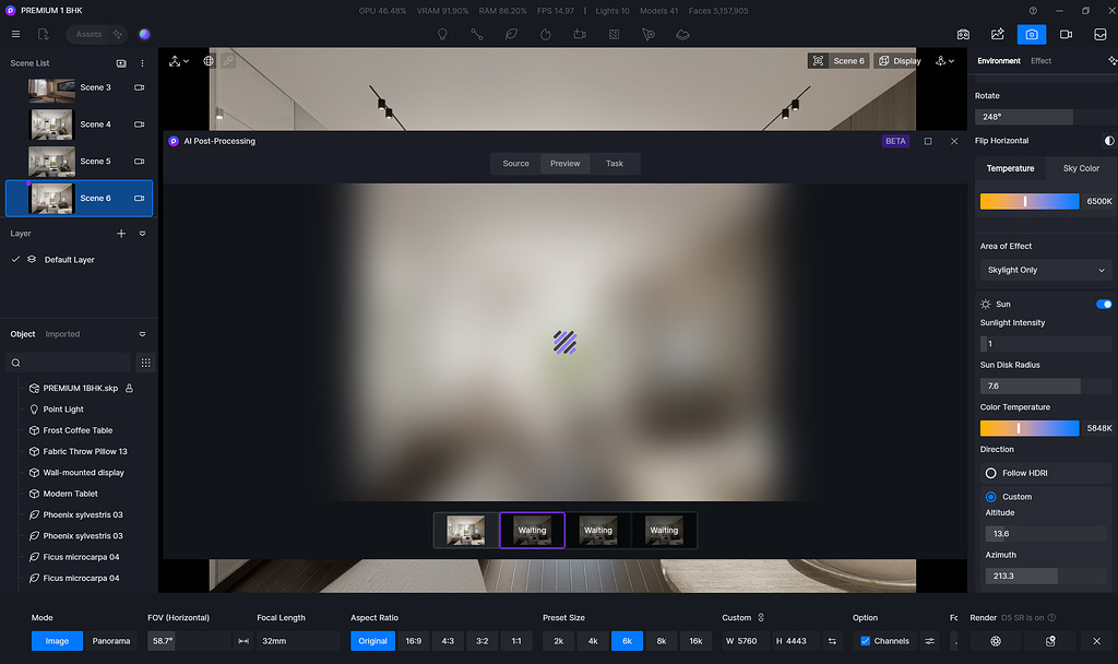 Post processing is stuck at waiting - Tech Support - D5 RENDER FORUM