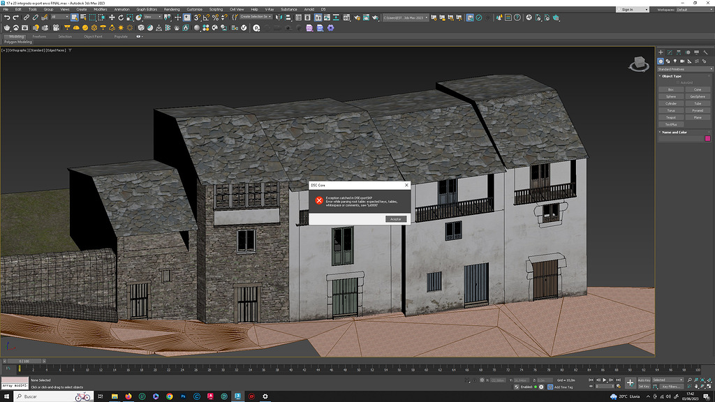 D5 Plugin Converter SKP for 3ds Max 2023 EXCEPTION CATCHED IN D5Export. Error Parsing root table ...