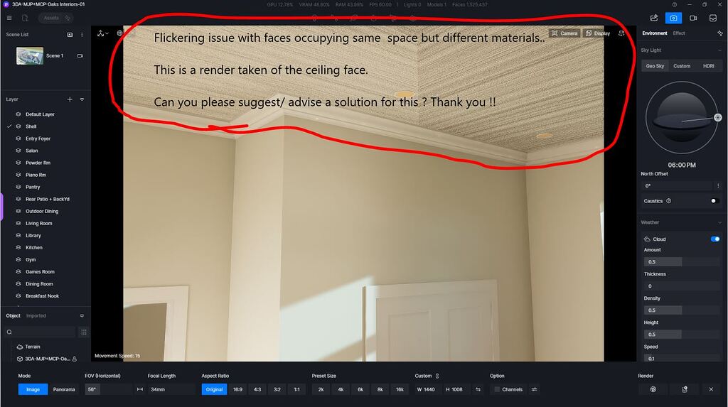 Kindly Help: Render shows 2 materials (Z-Fighting Flickering issue) for Ceiling Face! - Get Help ...