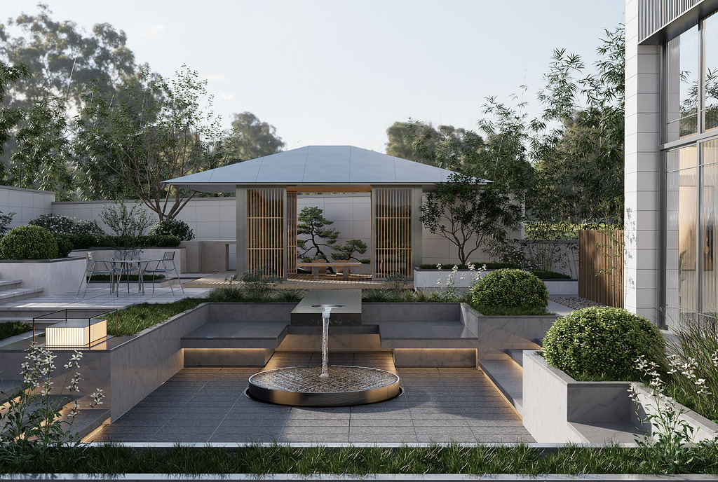 [Scene Express Vol.231] Free 3D Models, D5 Render Scene | Modern courtyard - Scene Express - D5 ...