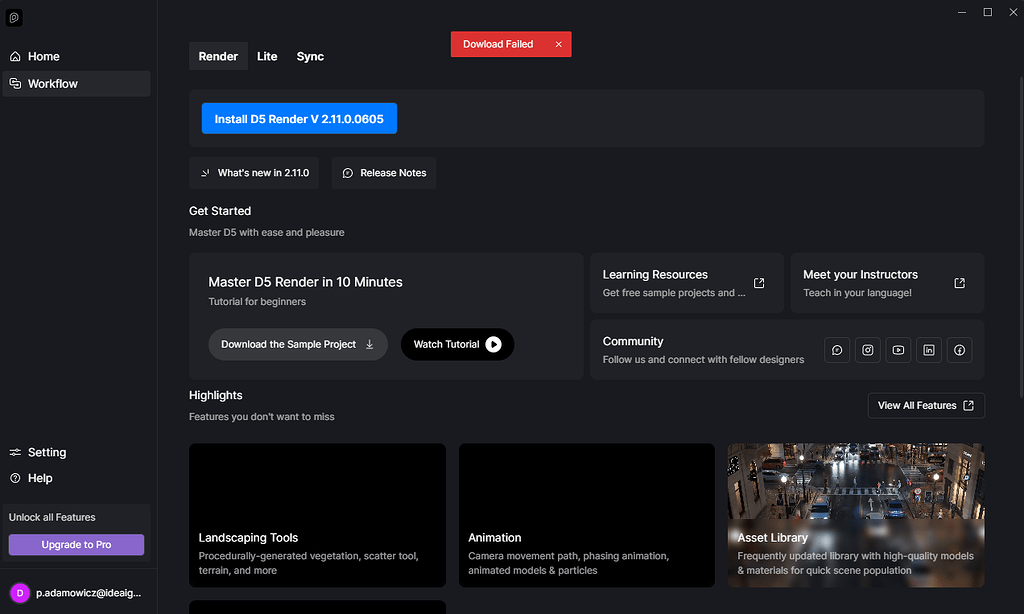 D5 Launcher - Installation Error (Download Failed) - Tech Support - D5 RENDER FORUM