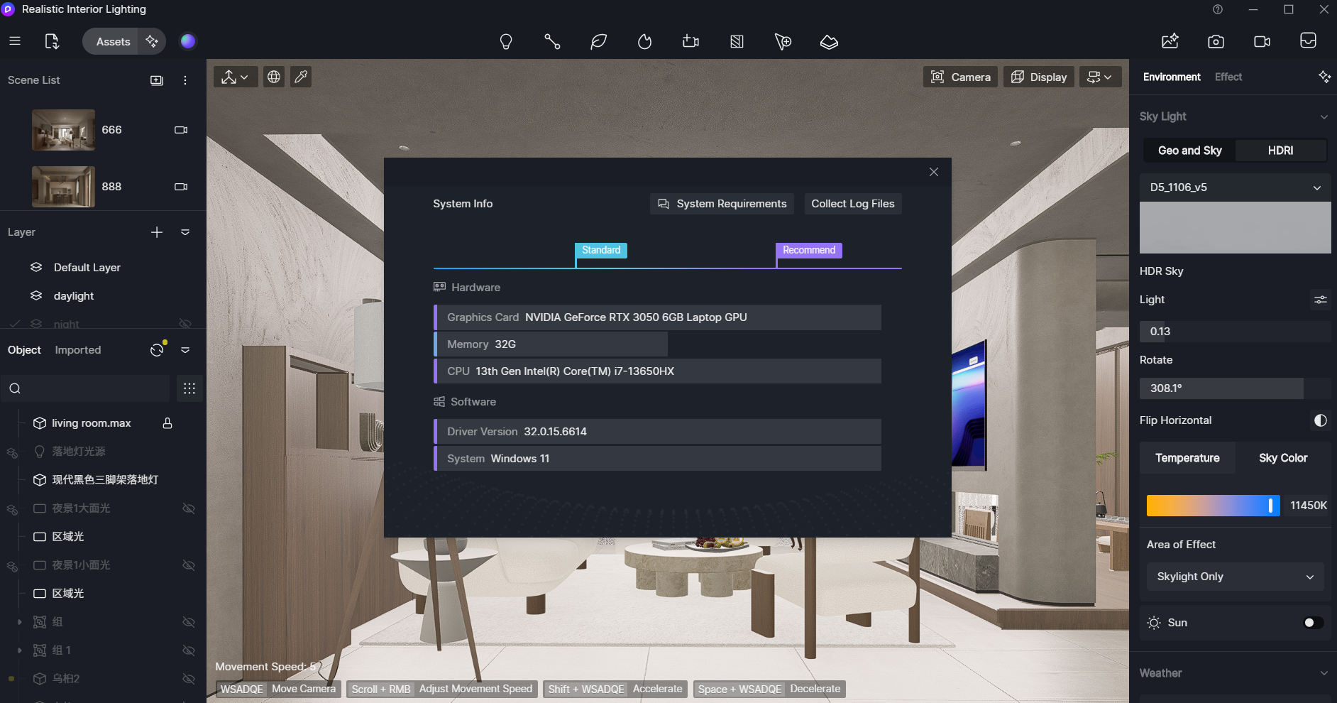 Hello, Iky here. I'd like to ask a question. I'm trying to use D5 Render on my laptop with the ...